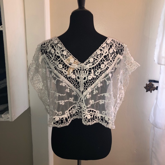 Swim | See Through White Floral Cover Up | Poshmark